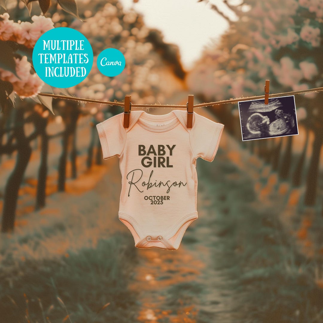 Baby Girl Announcement Digital Girl Pregnancy Announcement Editable It ...