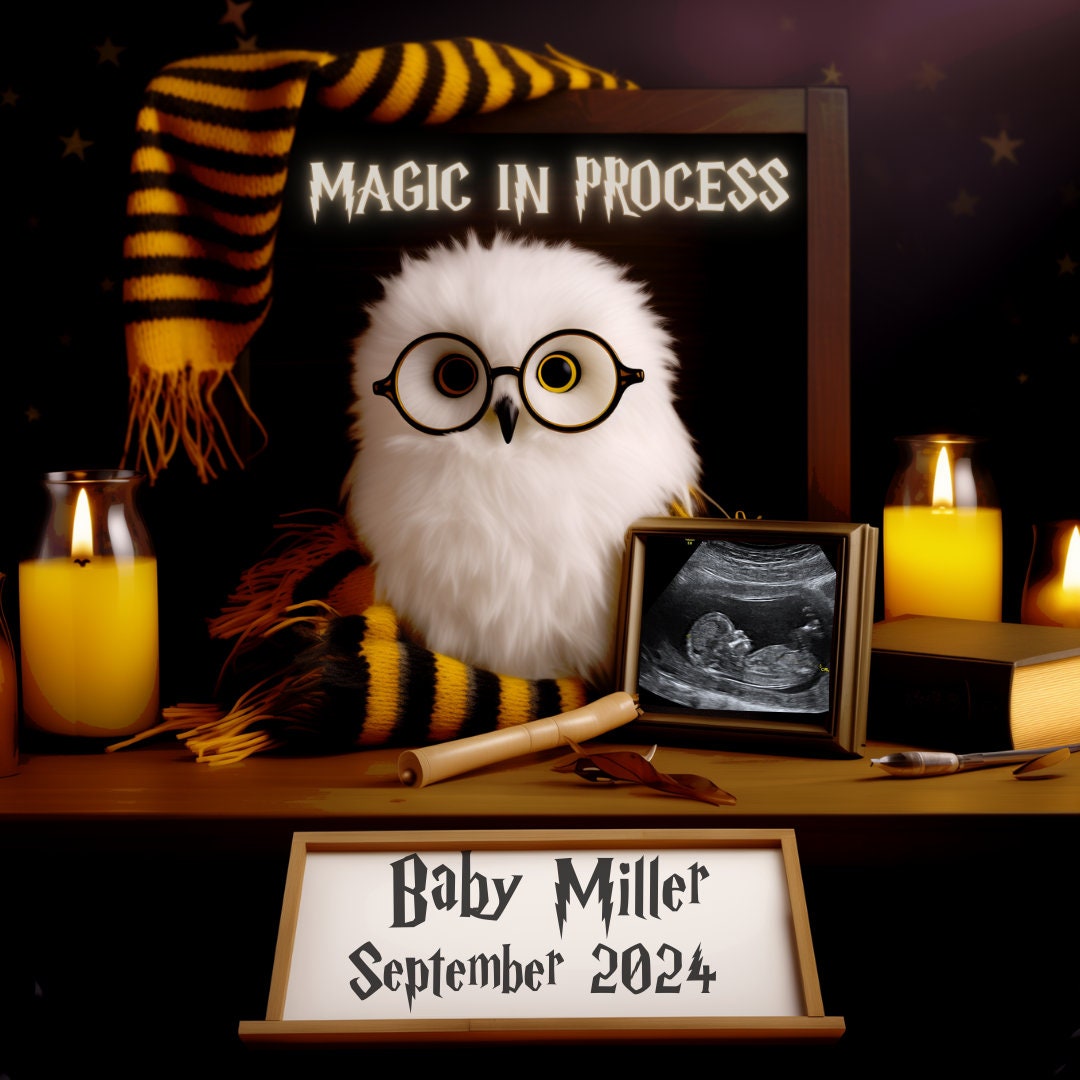 Custom Wizard Digital Pregnancy Announcement, Magic Baby Reveal ...