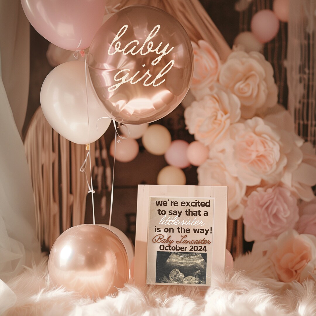It's A Girl Announcement, Little Sister Digital Gender Reveal Girl ...