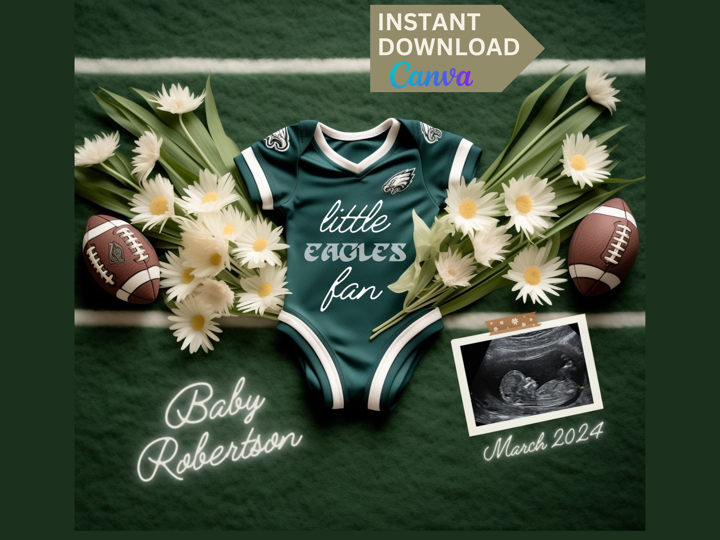 Eagles Football Personalized Pregnancy Announcement // Social Media Baby Announcement ...
