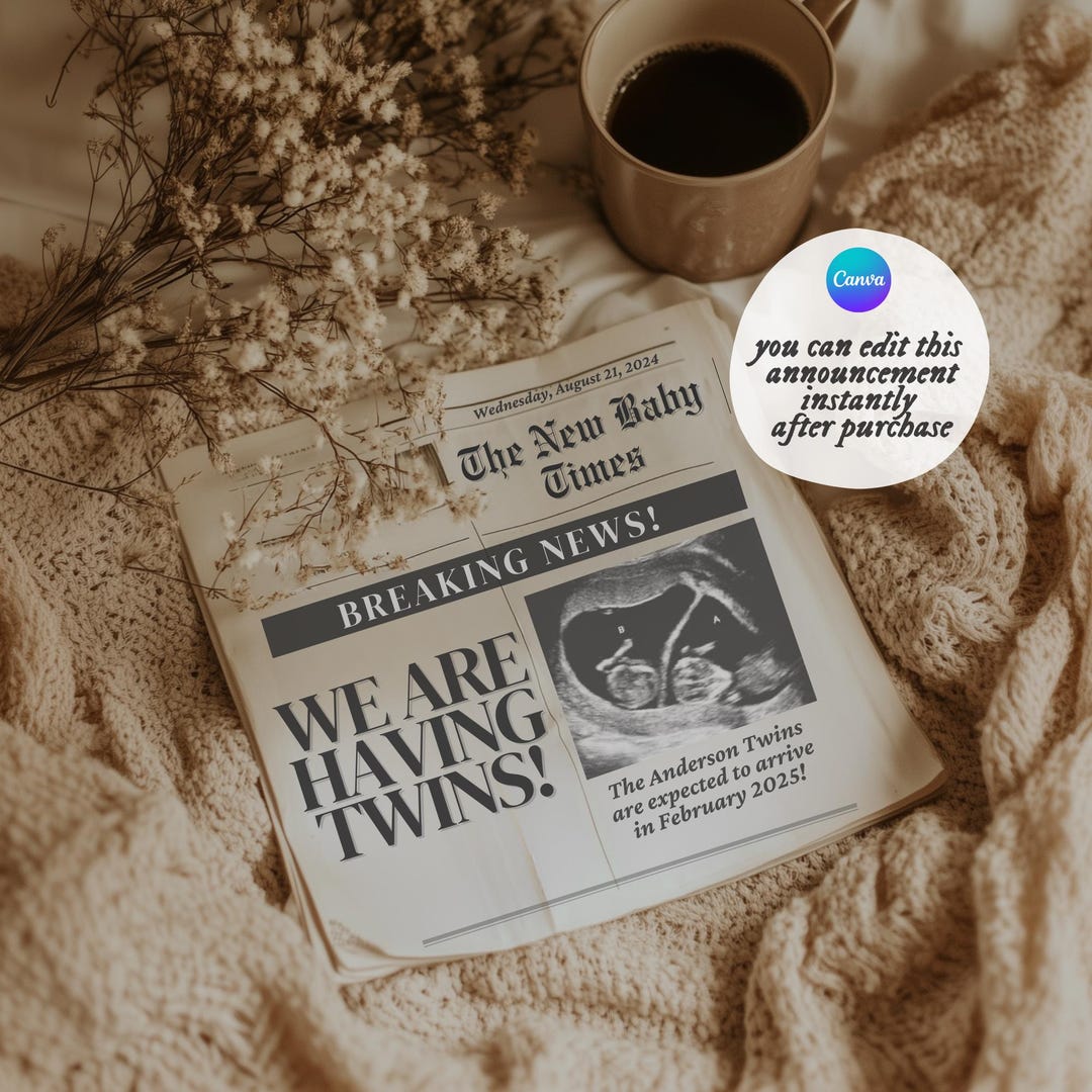 Pregnancy Announcement Twins Baby Announcement Digital Were Having ...