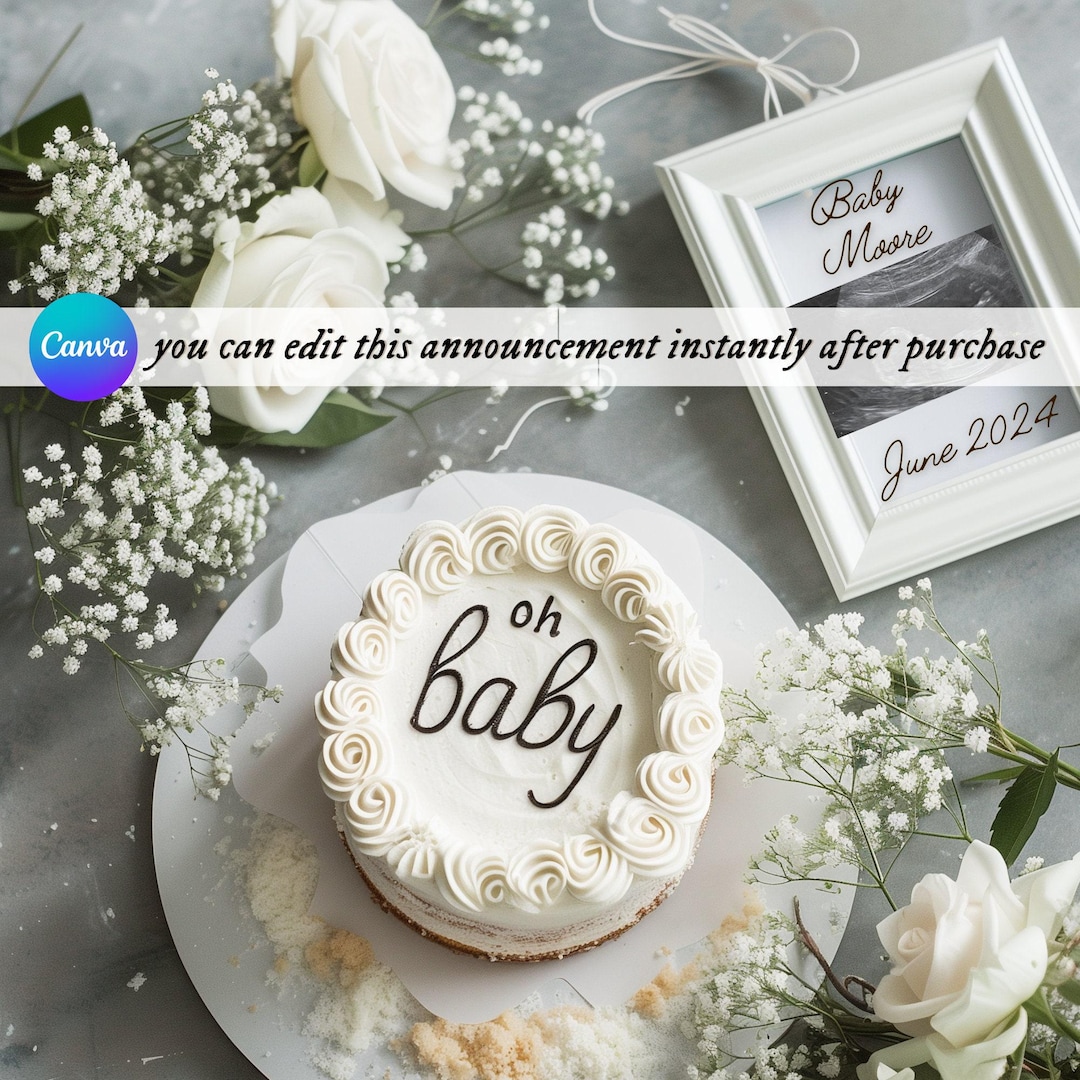 Baby Announcement Cake Digital Pregnancy Announcement Gender Neutral ...