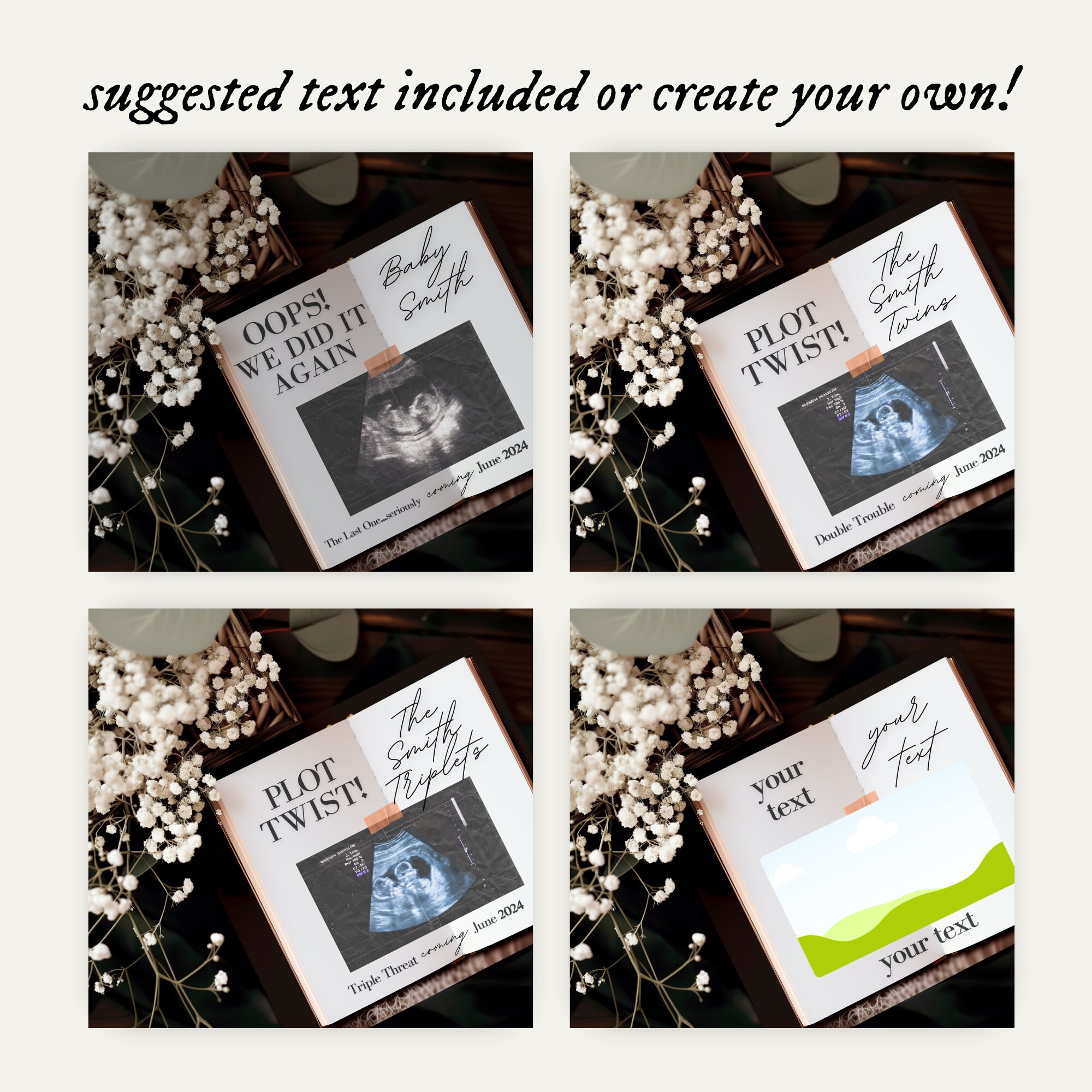 Plot Twist Pregnancy Announcement: Surprise Baby Reveal (digital Canva ...