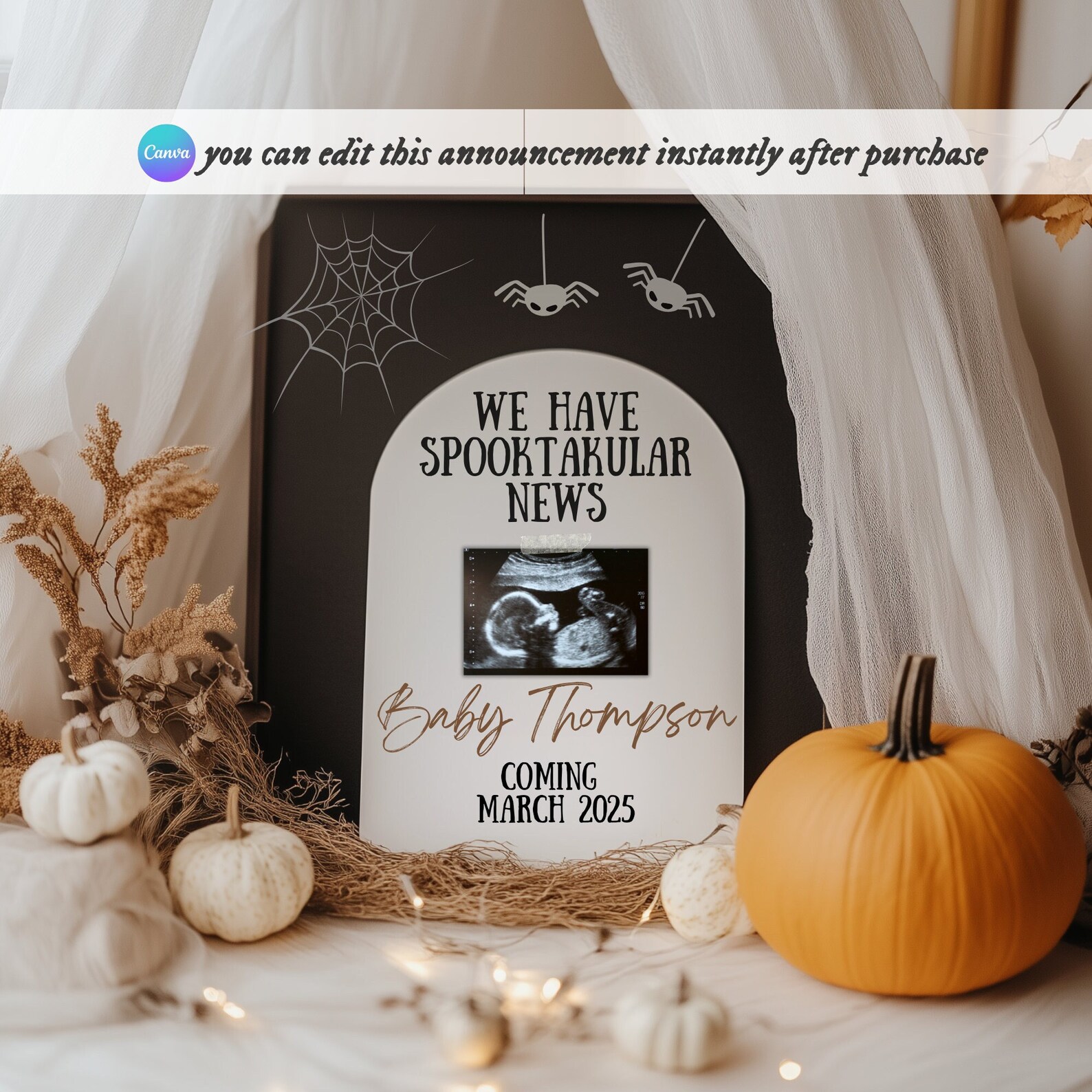 Halloween Digital Pregnancy Announcement Gender Neutral Baby Reveal ...