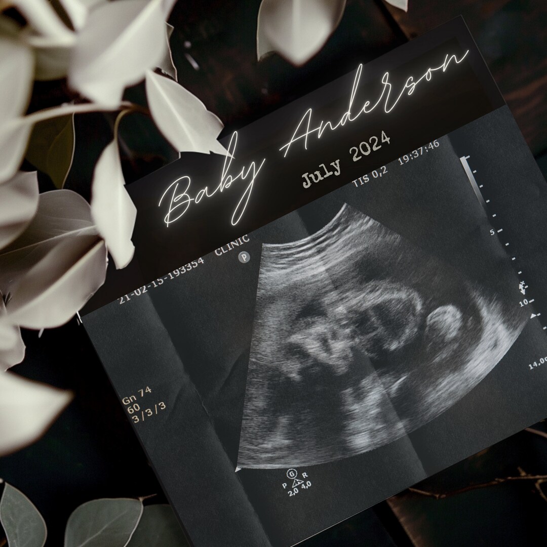 Gender Neutral Pregnancy Announcement Digital, Minimalist Baby, Floral ...