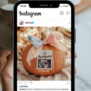 Pumpkin Pregnancy Announcement Digital October Baby Reveal Halloween ...