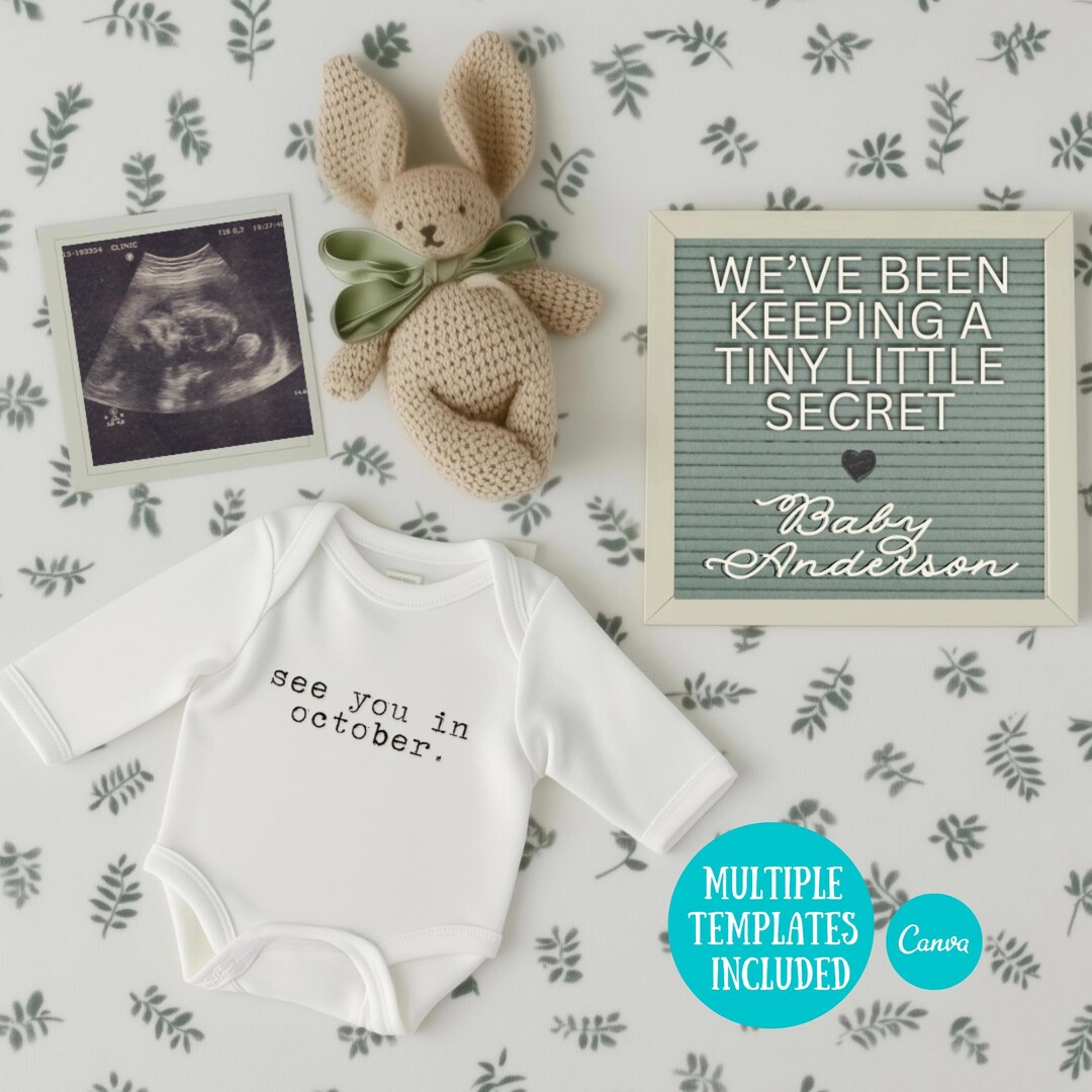 Simple Easter Baby Announcement Digital Spring Gender Neutral Pregnancy ...
