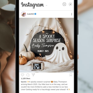 Unexpected Baby Announcement Halloween Digital Pregnancy Announcement ...