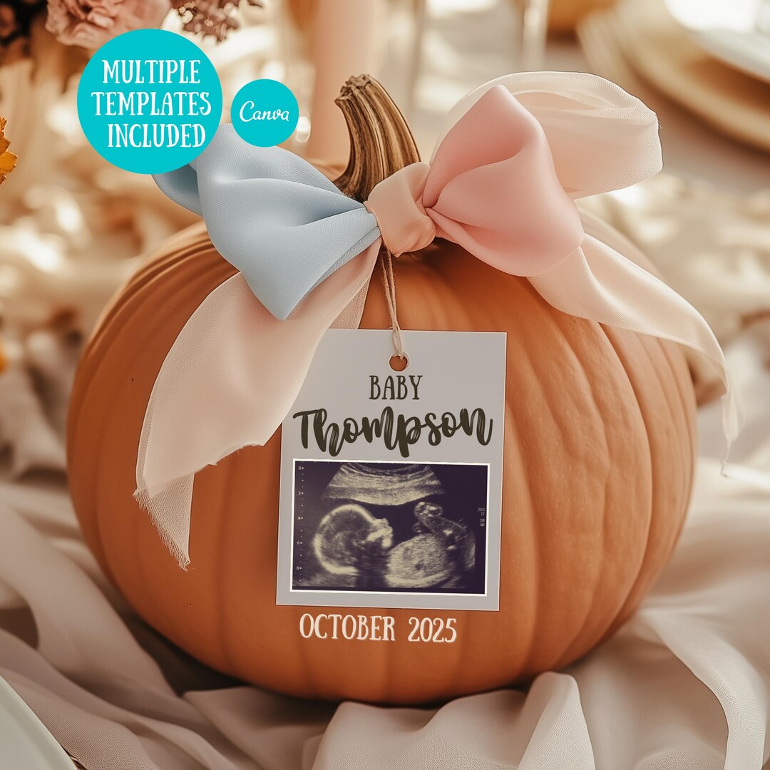 Pumpkin Pregnancy Announcement Digital October Baby Reveal Halloween ...