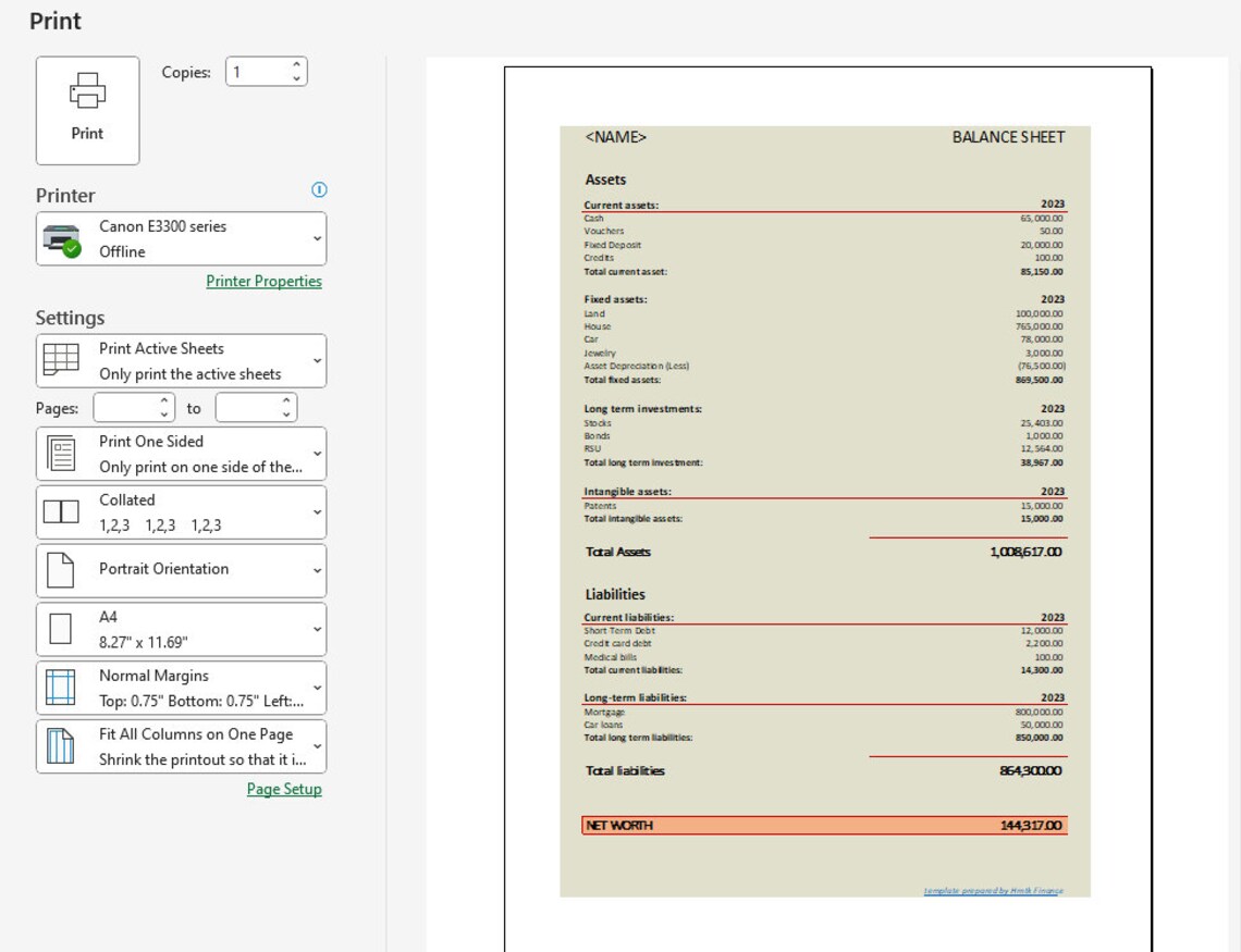 Personal Financial Balance Sheet - Track Your Assets, Liabilities, and ...