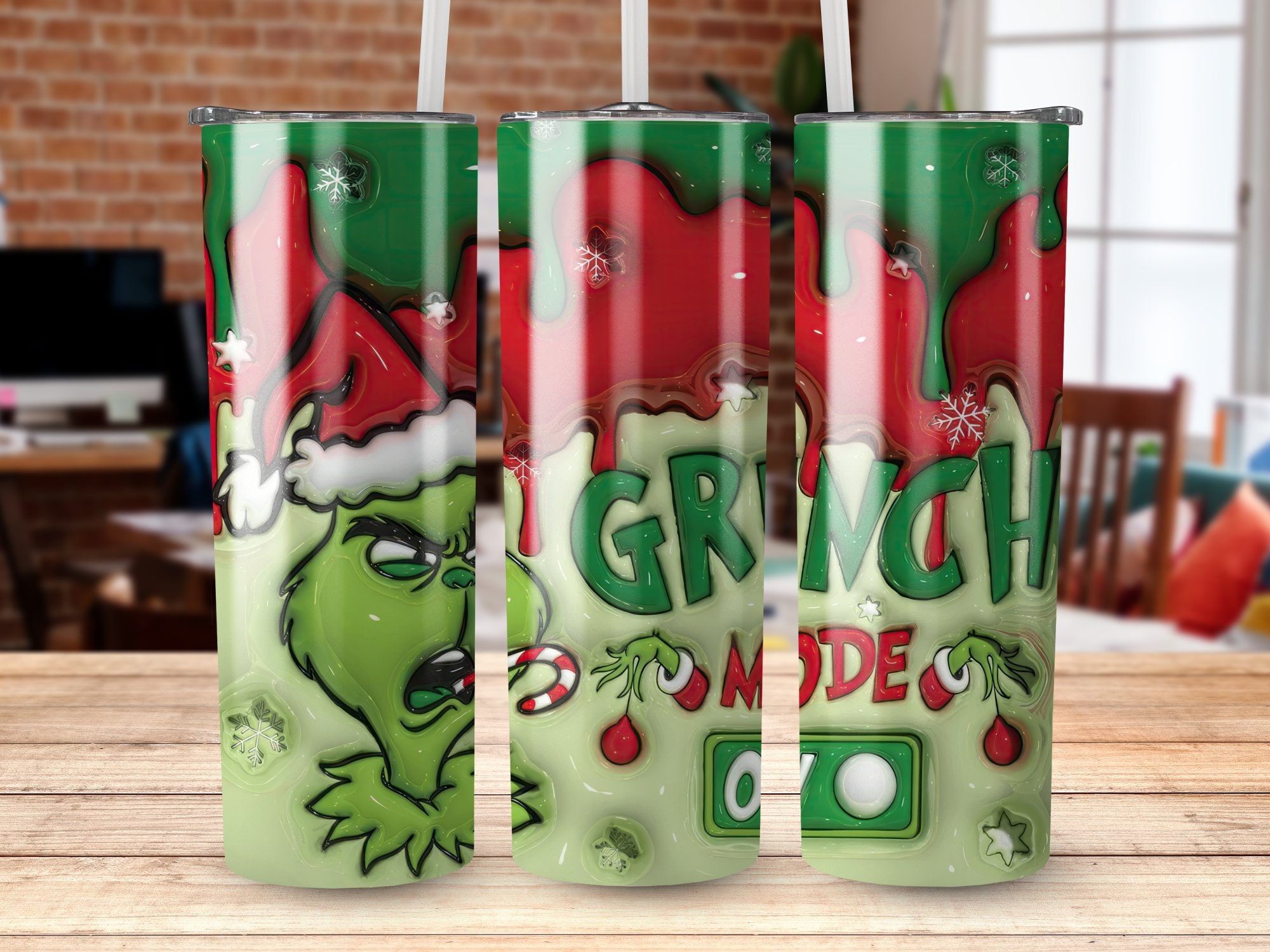 3D Inflated Grinch Tumbler Wrap20oz Tumbler Sublimation - Etsy