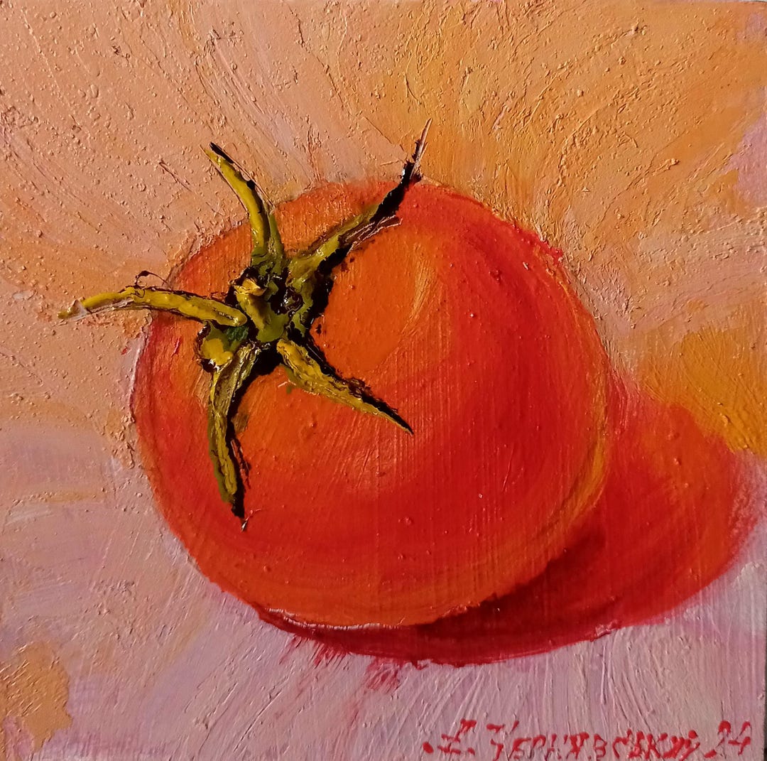 Tomato Painting Original Artwork Fruit Impasto Painting Kitchen Wall ...