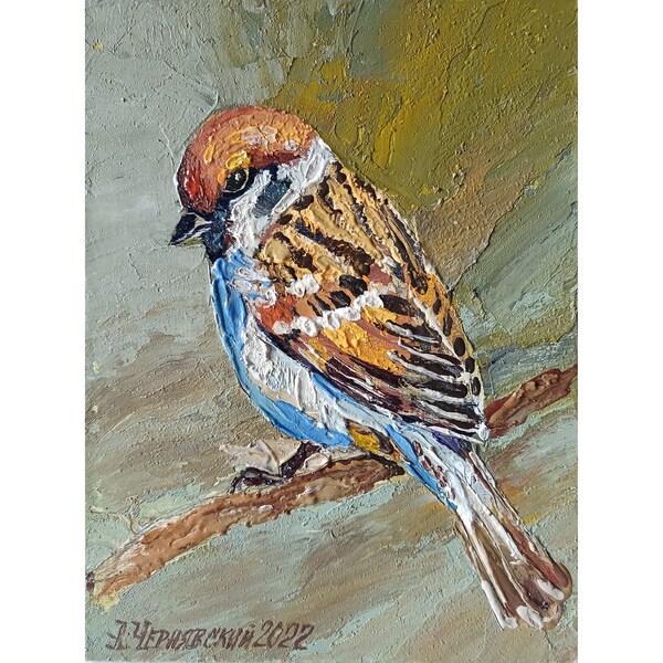 Sparrow Painting - Etsy