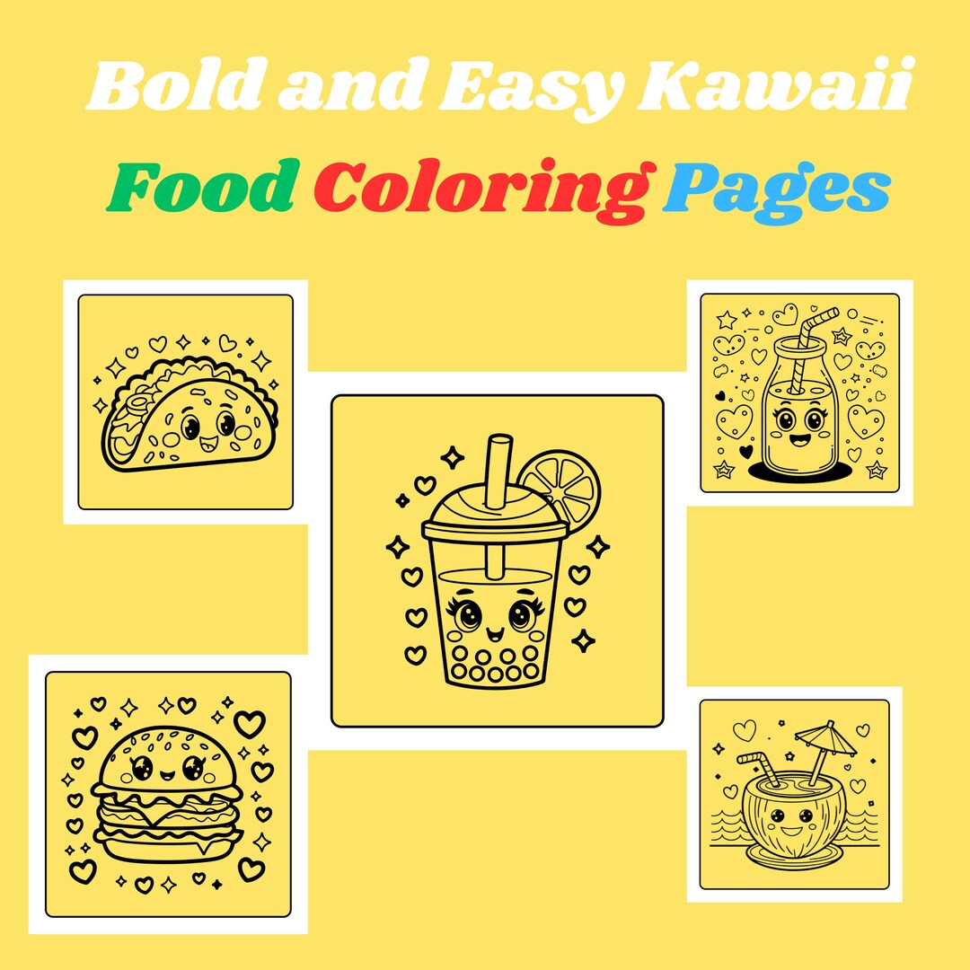 100 Adorable & Bold Kawaii Food Coloring Pages for All Ages – Instant ...