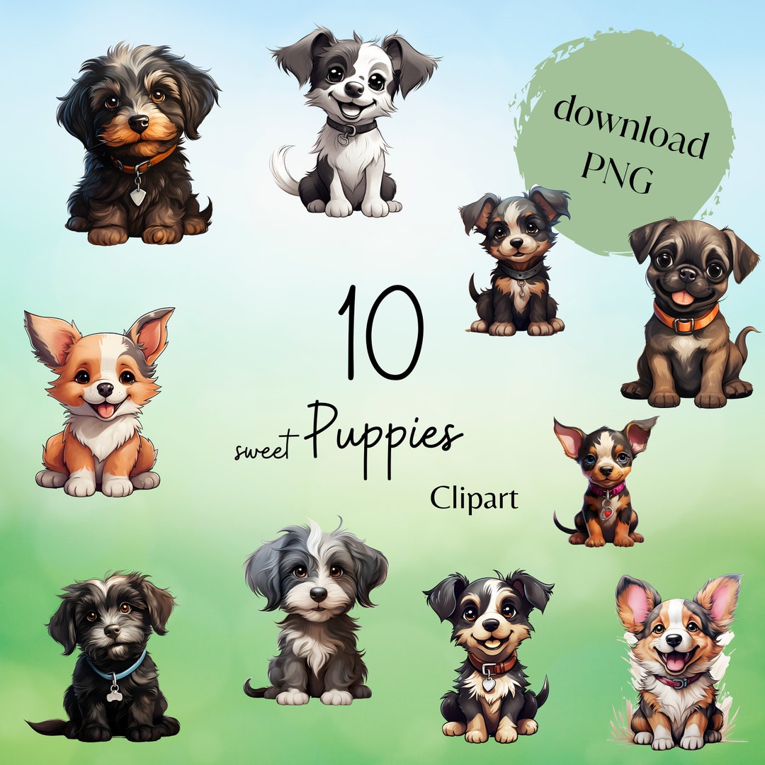 Clipart Sweet Puppies Dog Puppies Digital Download as PNG - Etsy