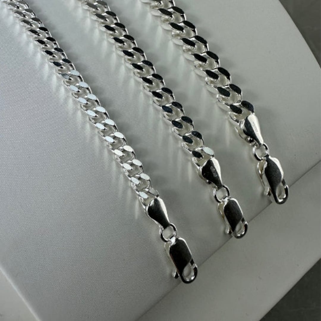925 Sterling Silver Curb Chain Necklace, Silver Cuban Link Chain, Curb ...