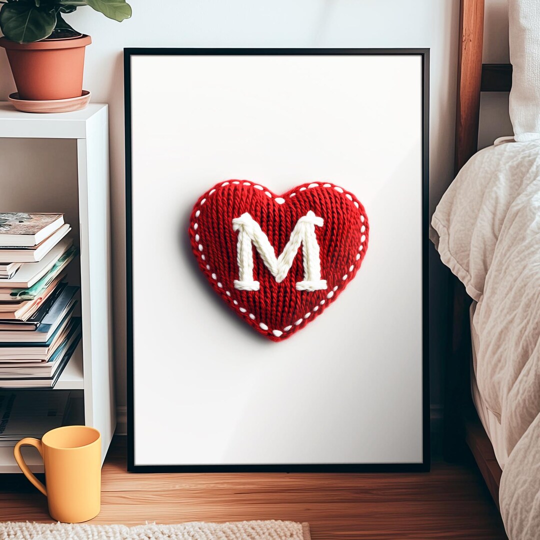 Red Wall Art, Letter M Poster, Room Decor Printable, Girl Room Decor, M ...