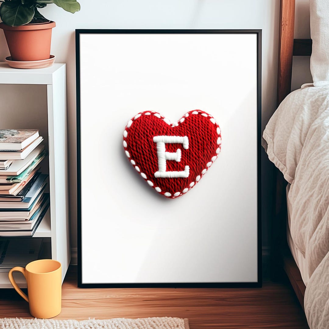 Red Wall Art, Letter E Poster, Room Decor Printable, Girl Room Decor, E ...