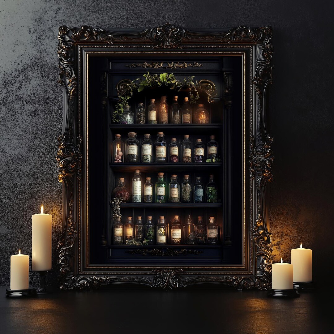 Kitchen Witch Printable Art, Potion Shelf Print, Herb Wall Art, Kitchen ...