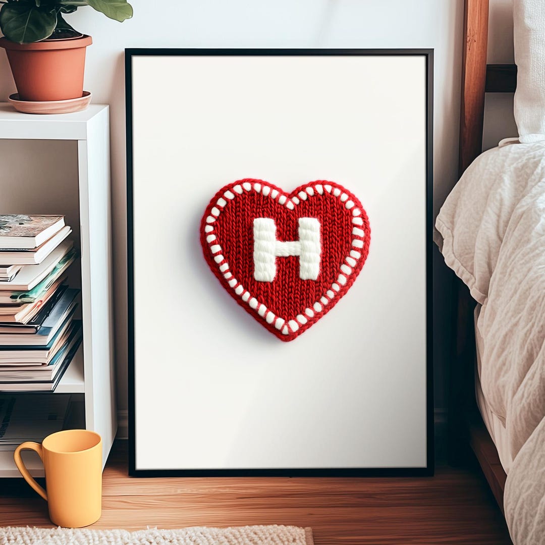 Red Wall Art, Letter H Poster, Room Decor Printable, Girl Room Decor, H ...