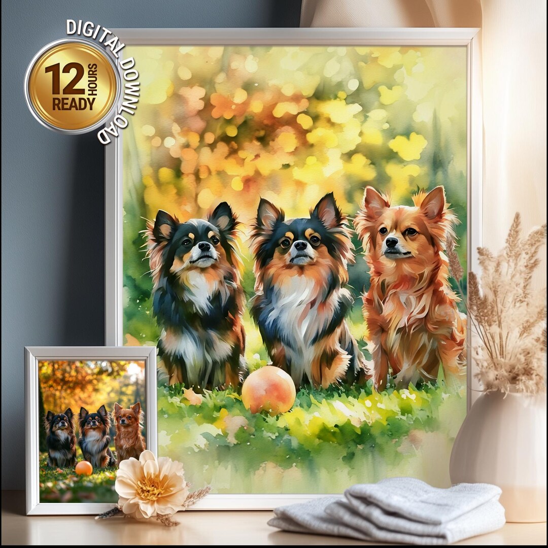 Family Dog Portrait Watercolor Personalized Printable Family Pet Wall ...