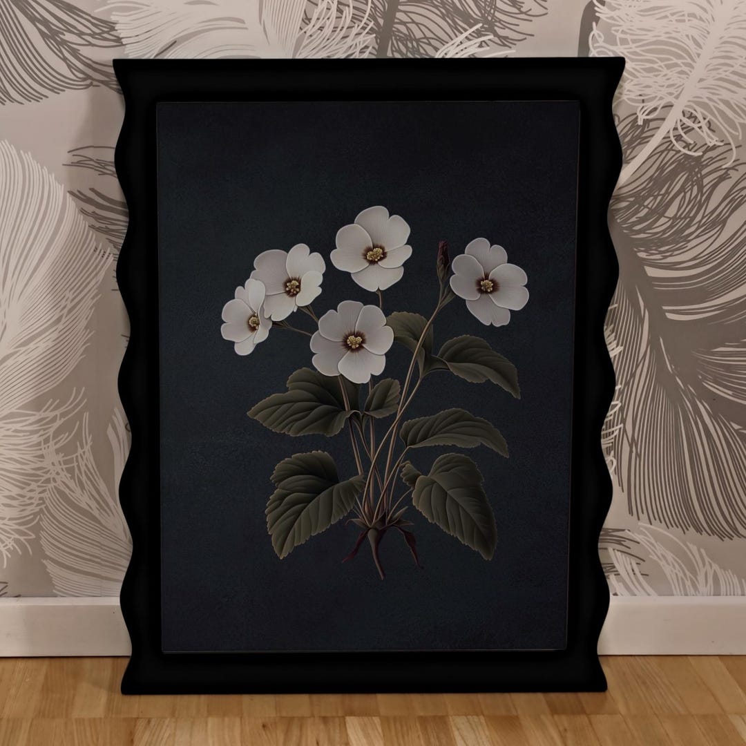 February Primrose Birth Flower Illustration Print, Dark Academia Wall ...