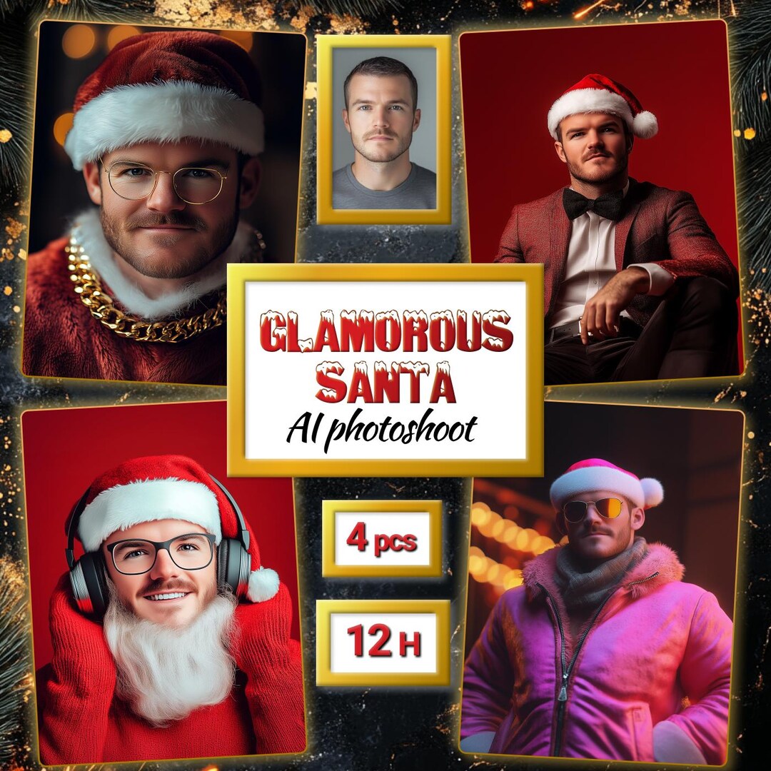 Glamourous Santa Portrait Set, Fancy Santa Portrait Printable Pfp ...
