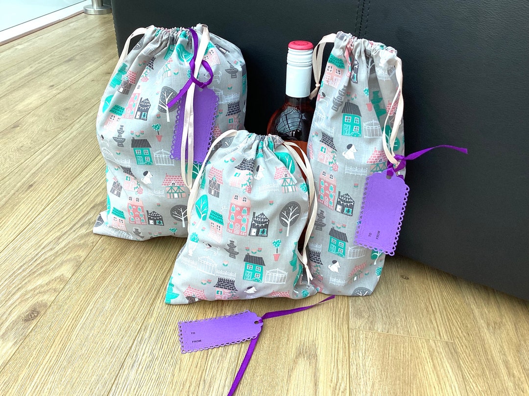 Fabric Party Bags, Reusable Fabric Gift Bags, Fabric Drawstring Bags ...