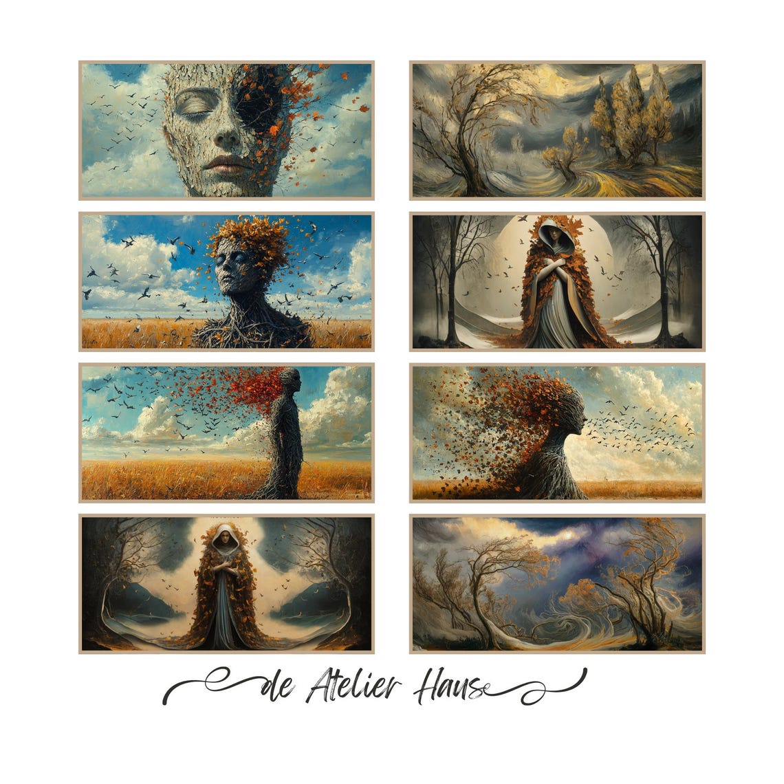 November TV Art Moody Surreal Oil Painting Personified Autumn Figure ...