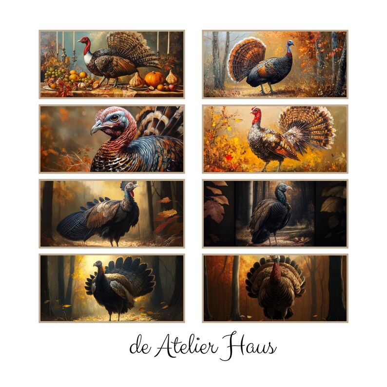 Turkey Frame TV Art Fall Decor Rustic Autumn Scene Harvest Colors ...