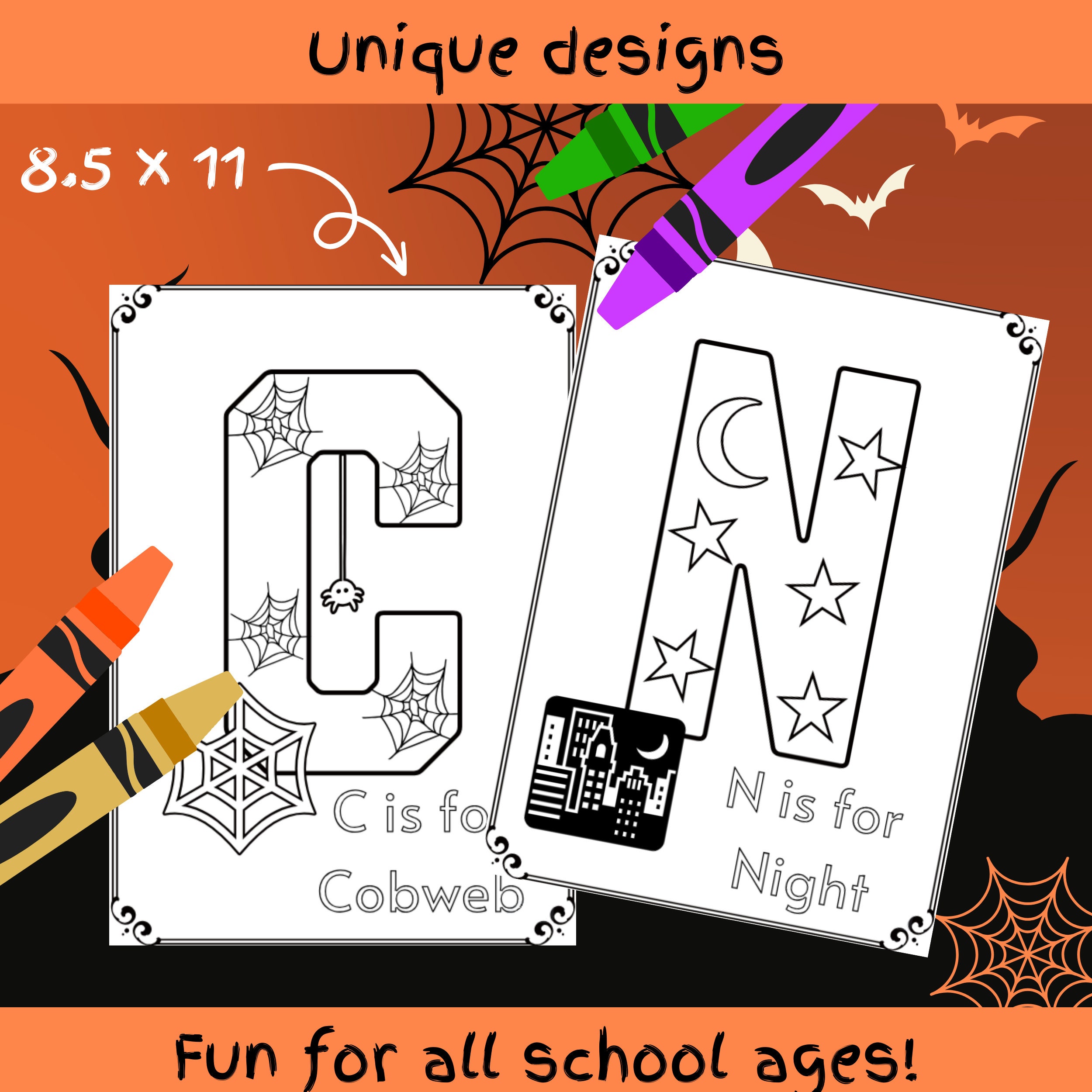 26 Printable ABC Halloween Coloring Book Pages for Children All Ages ...