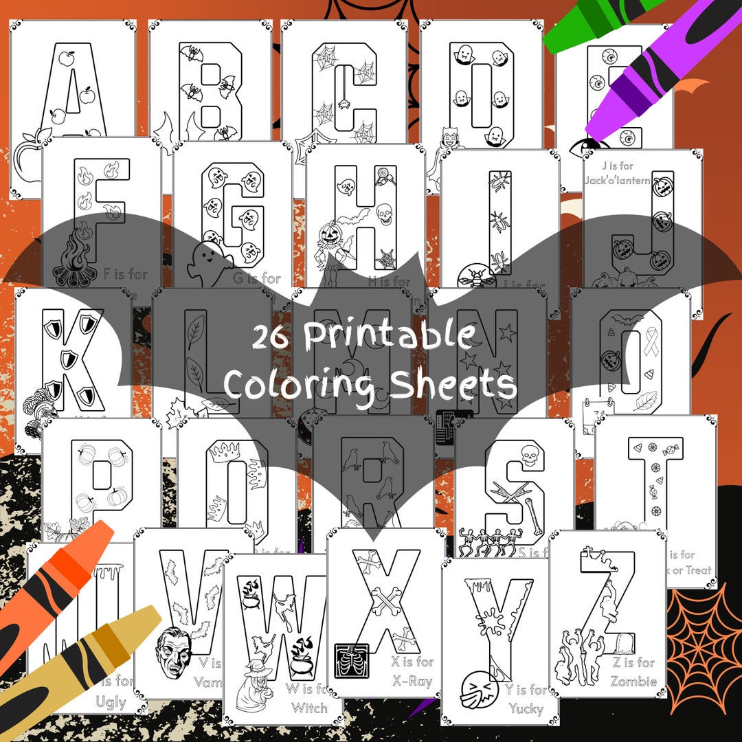 26 Printable ABC Halloween Coloring Book Pages for Children All Ages ...