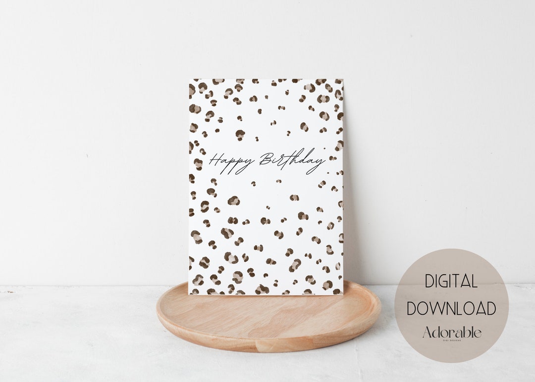 Printable Leopard Birthday Card, Leopard Print Birthday Card, Cheetah ...