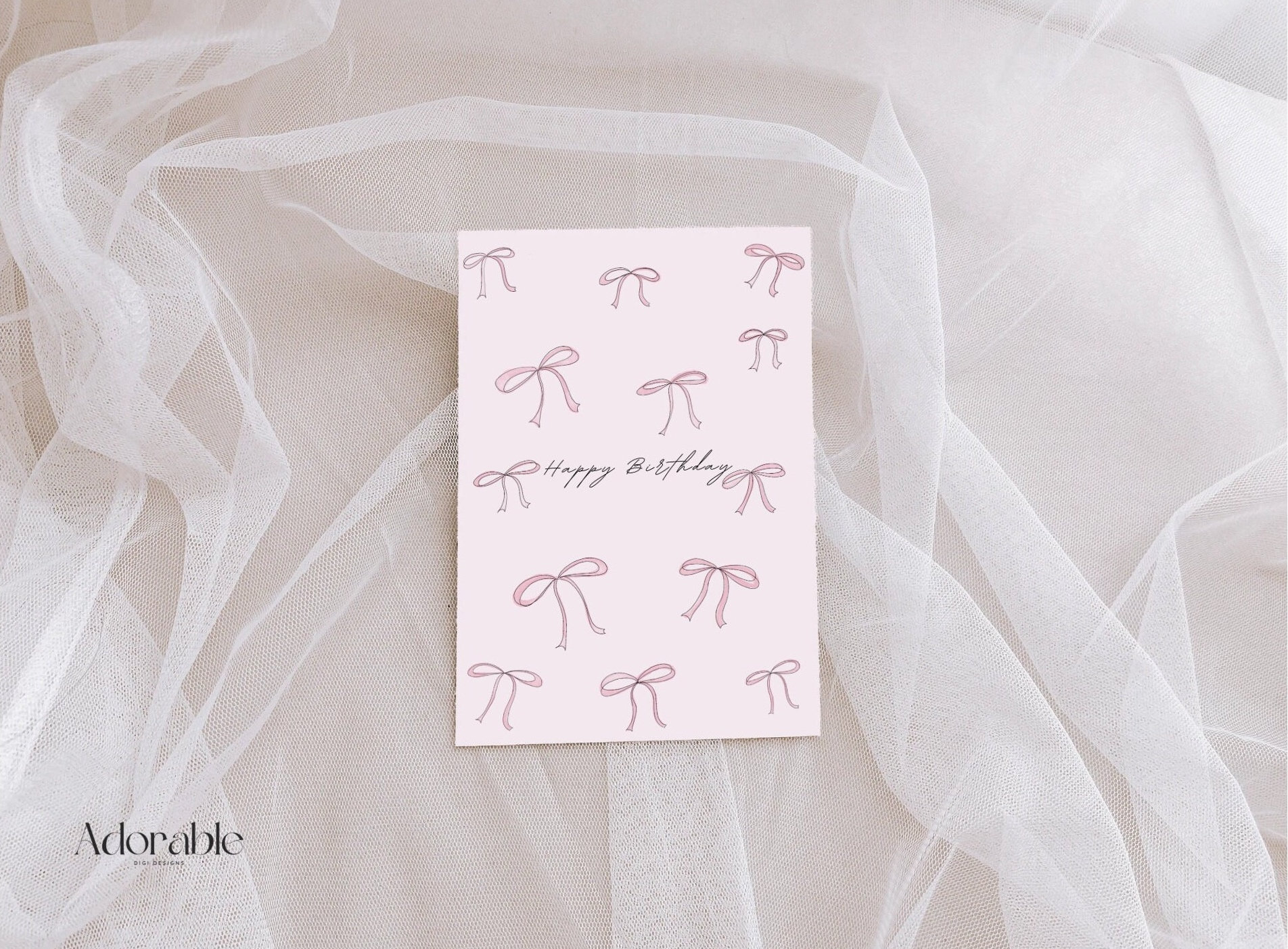 Printable Bow Birthday Card, Beautiful Bow Birthday Card, Beautiful ...