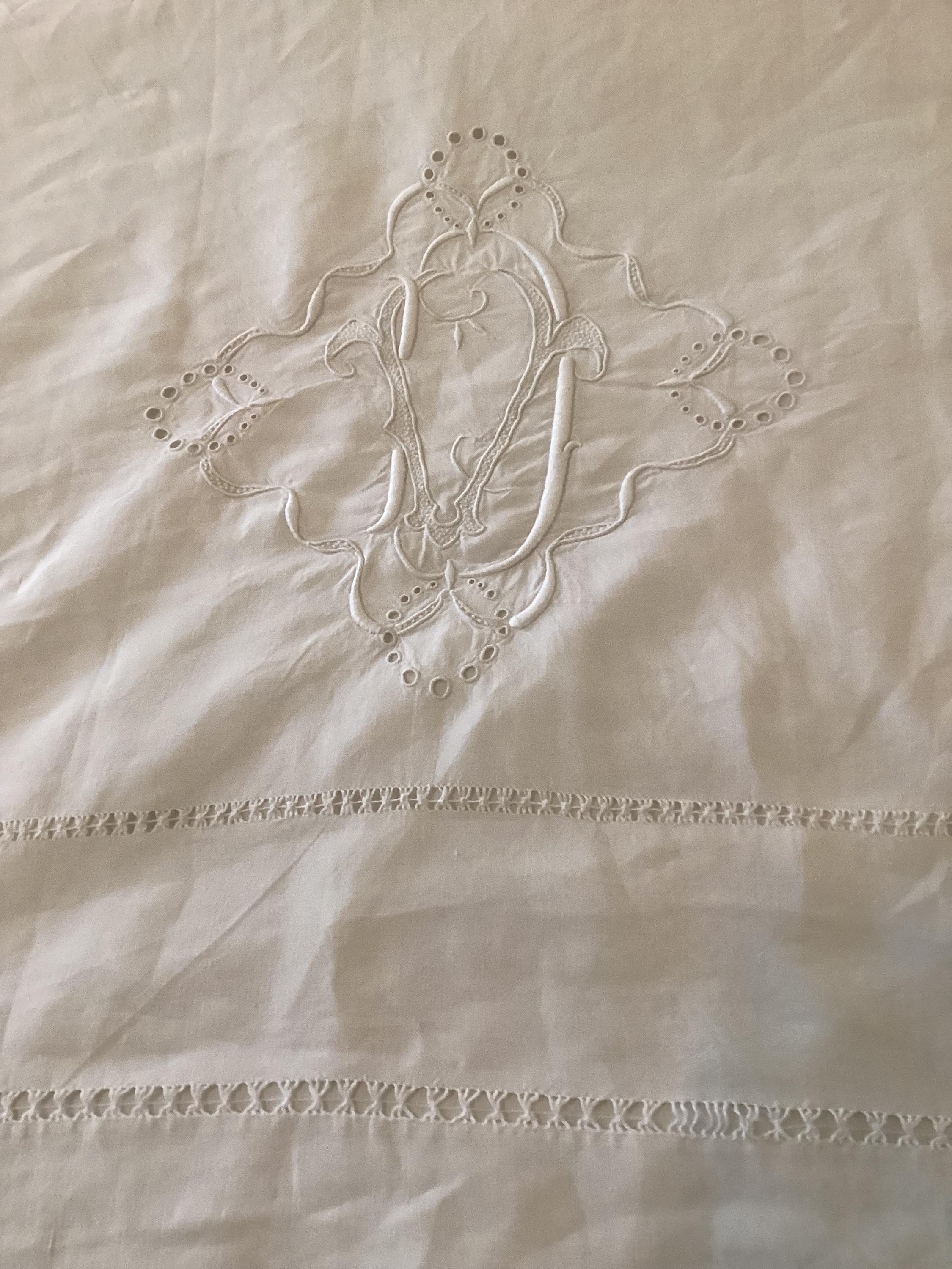 Beautifully Embroidered French Vintage Linen Fil Top Sheet - Etsy