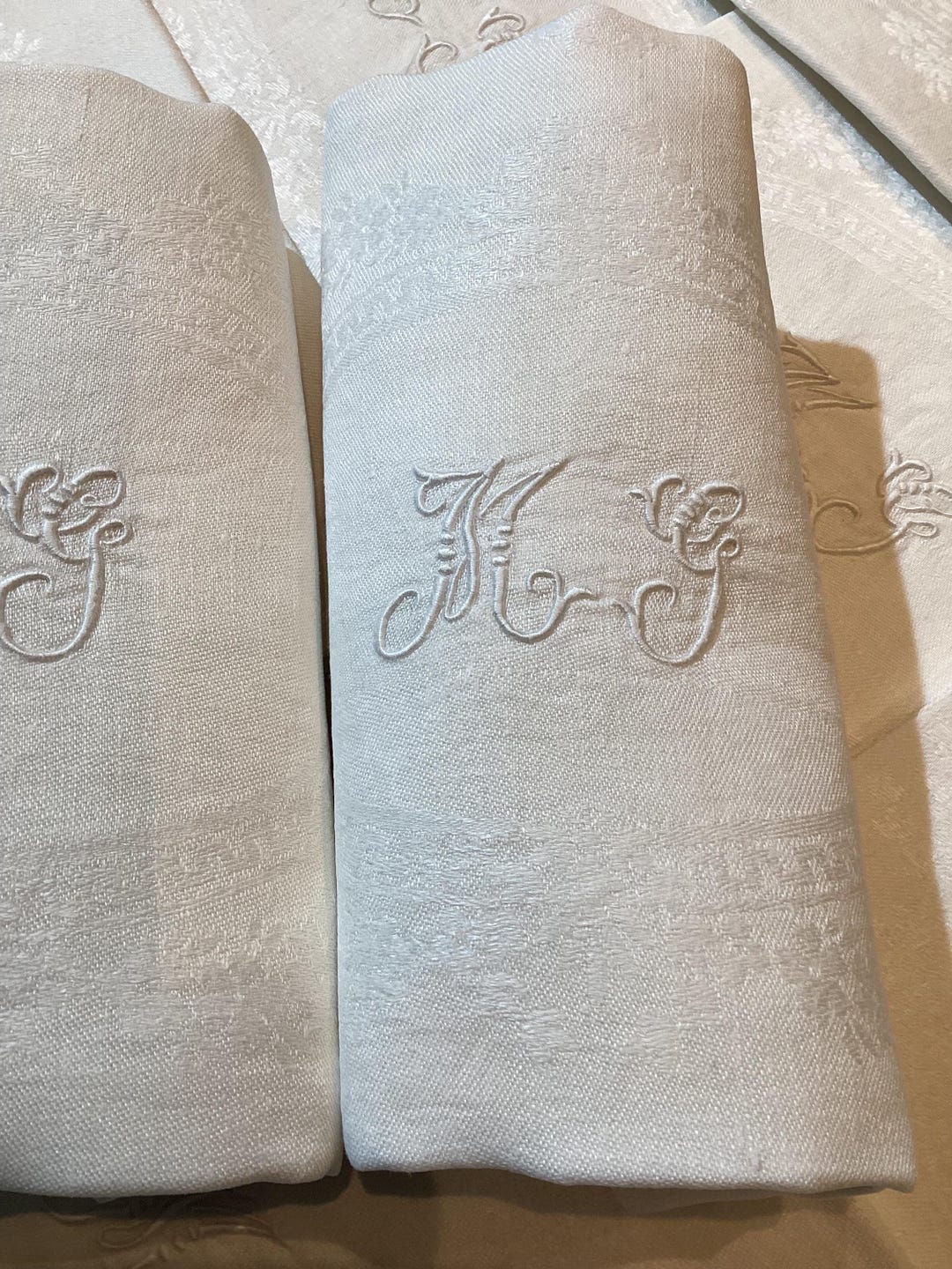 12 X Vintage French Damask Napkins - Etsy