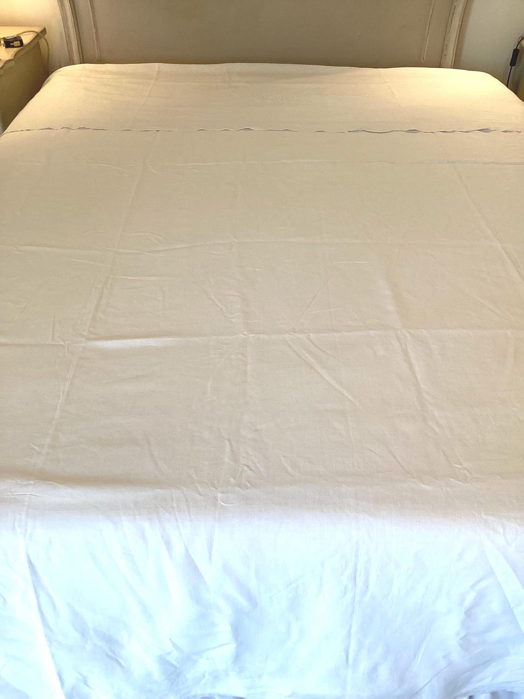 Antique French Linen Fil Top Sheet - Etsy