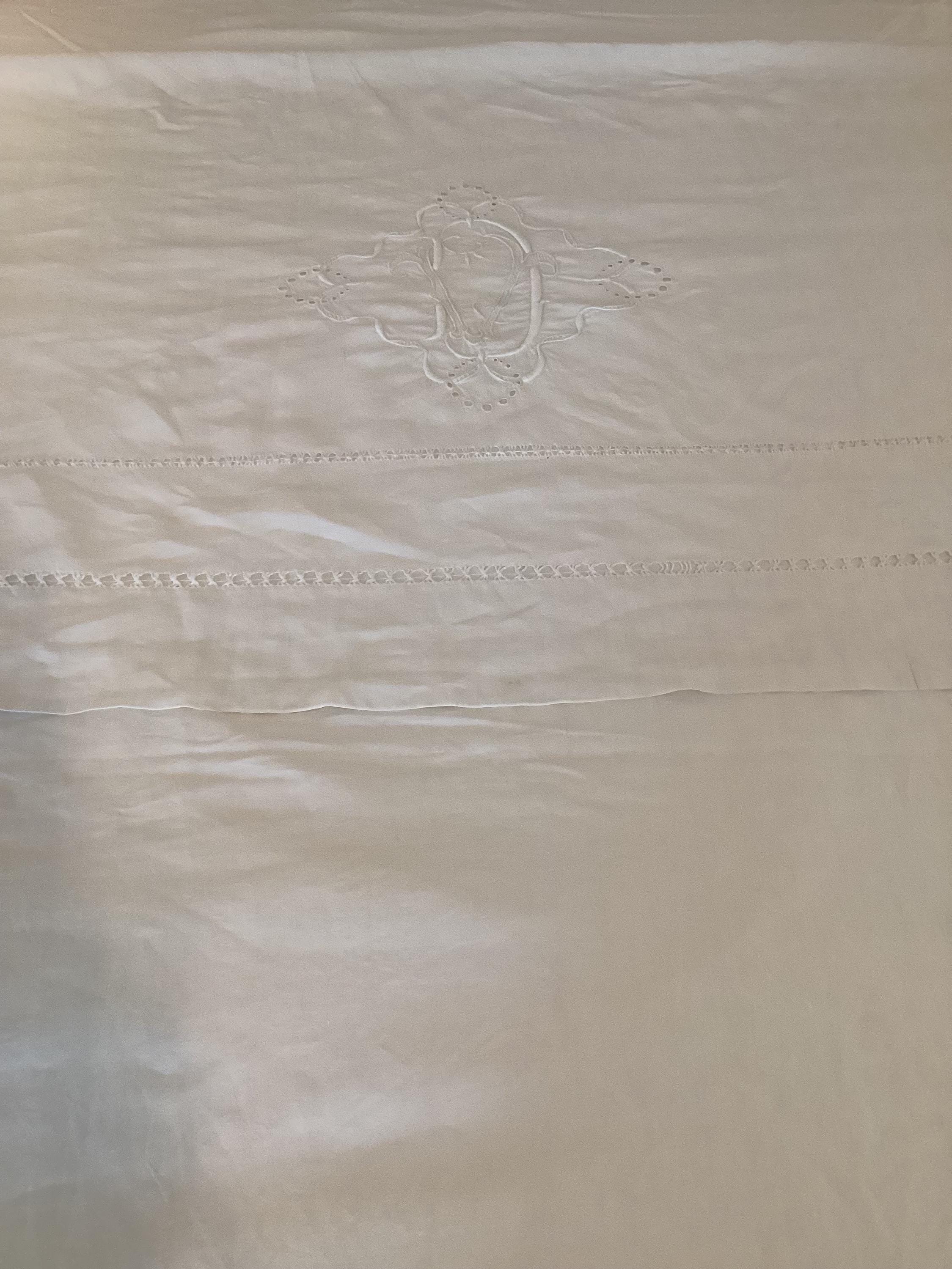 Beautifully Embroidered French Vintage Linen Fil Top Sheet - Etsy
