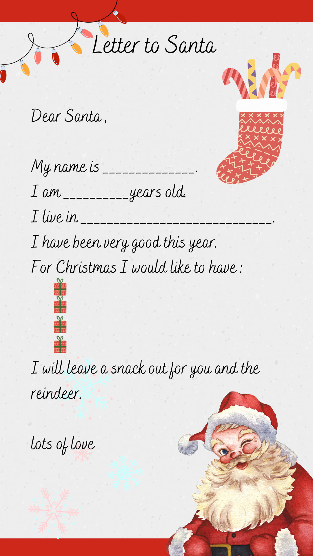 Letter to Santa Fill in the Blanks Letter to Santa - Etsy