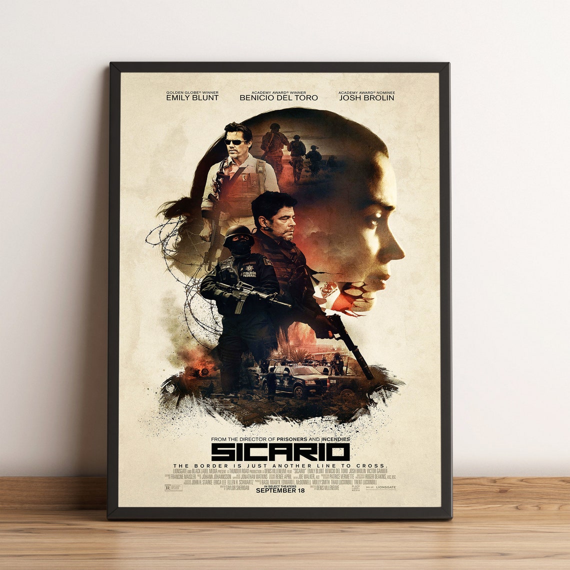 Sicario Poster, Emily Blunt Wall Art, Benicio Del Toro Movie Print ...