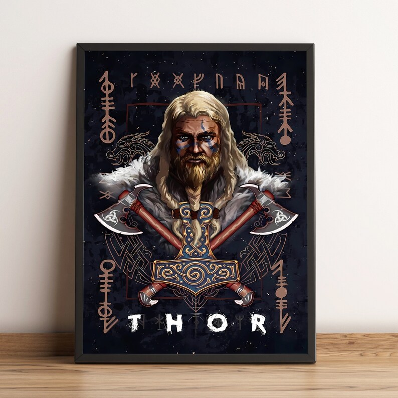 Norse Mythology Poster, Scandinavian Wall Art, Vintage Artwork Print ...