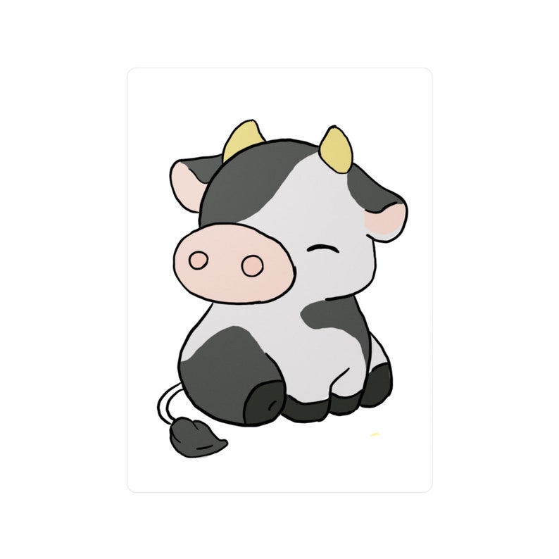 Chibi Cow Sticker Made by Grace - Etsy