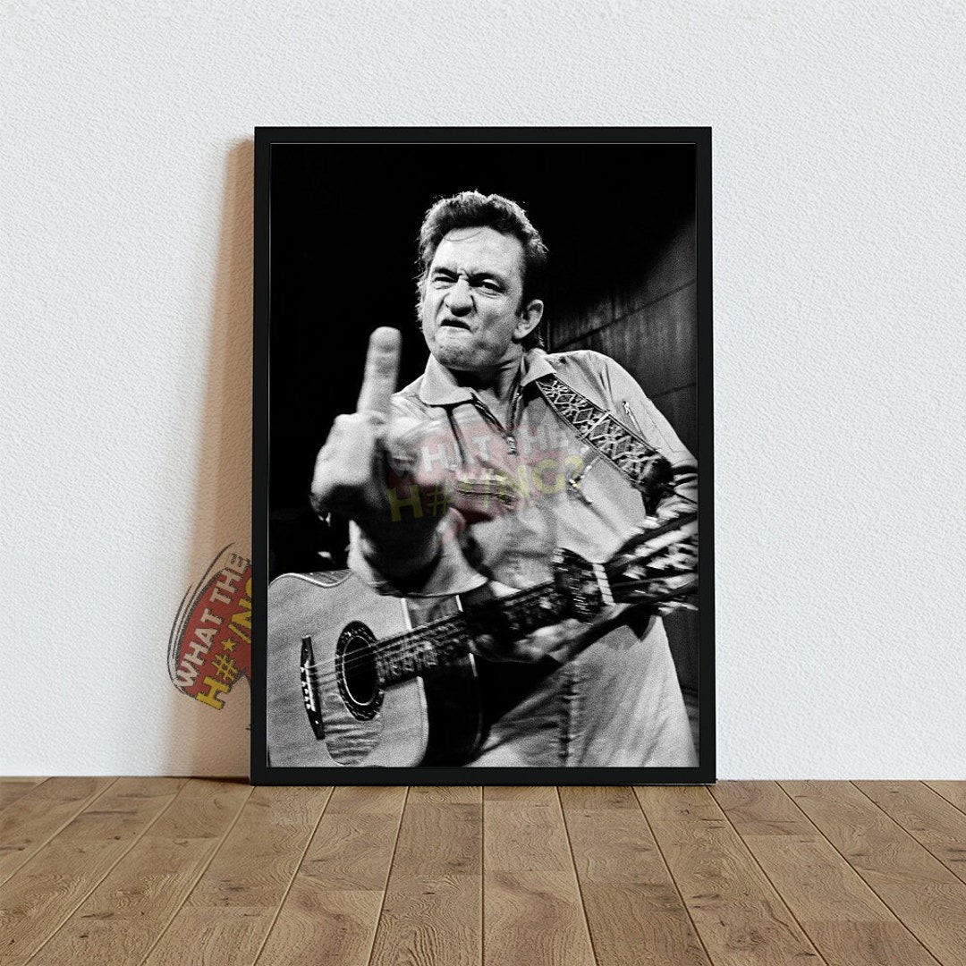 Johnny Cash Canvas Middle Finger Vintage Photo Print Music Wall Decor ...