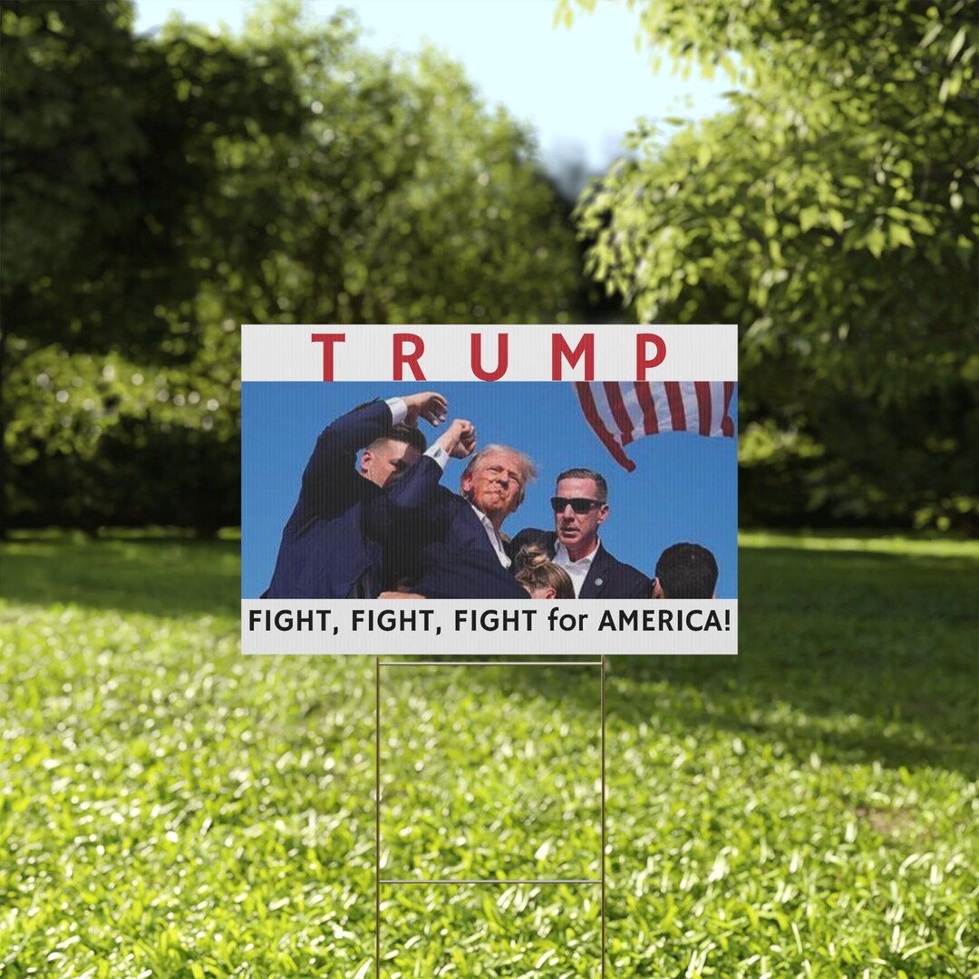 Trump Fighting for America Yard Sign, Printed on Both Sides, MAGA Sign ...