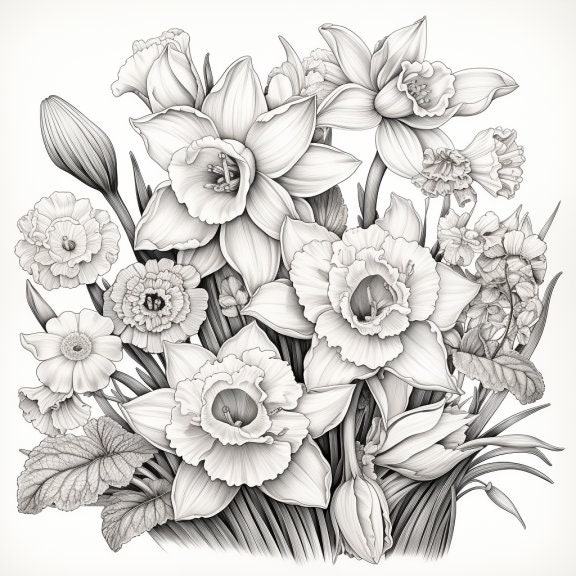 Set of 20 Coloring Pages, Floral Coloring Pages, Nature Coloring Book ...