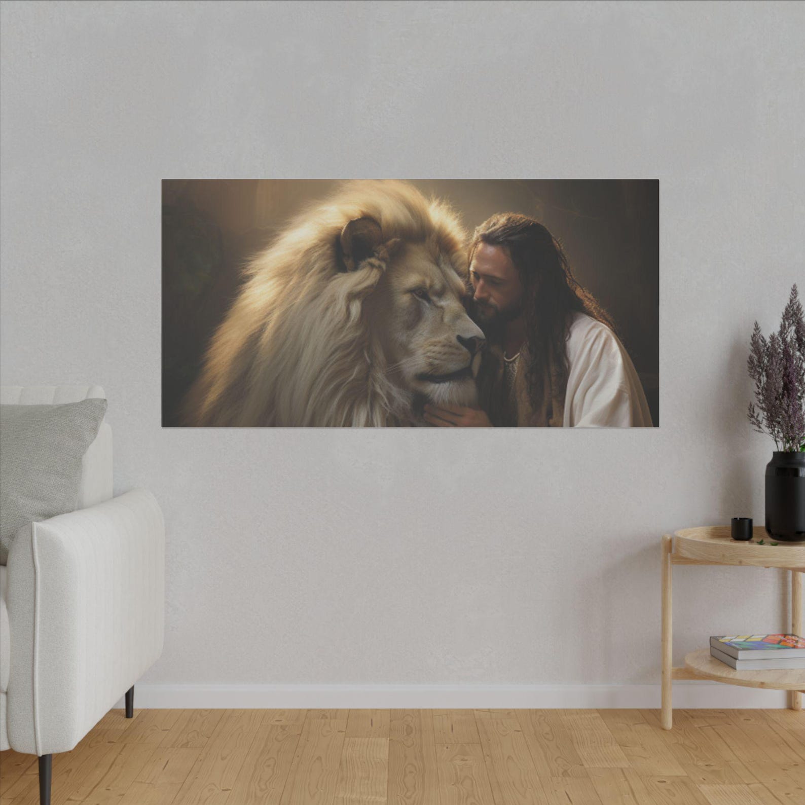 Canvas Print, Jesus and Lion Wall Art, Religious Home Decor, Christian ...