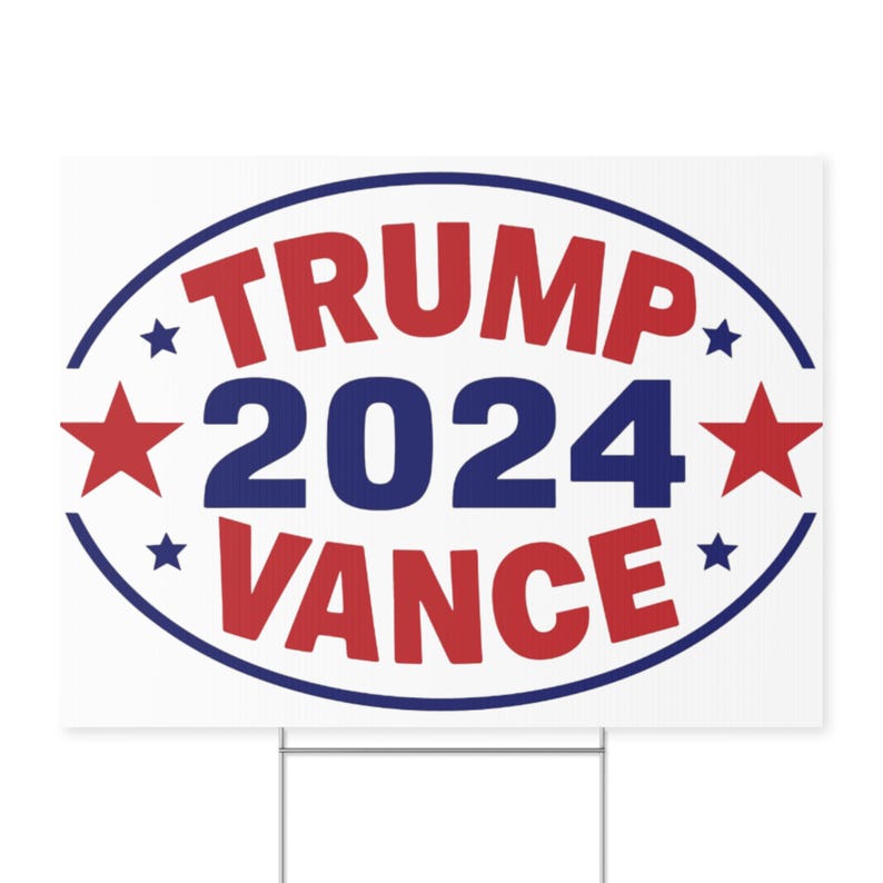 Trump Vance 2024 Yard Sign, 18 X 24 Horizontal, Double-sided Sign ...