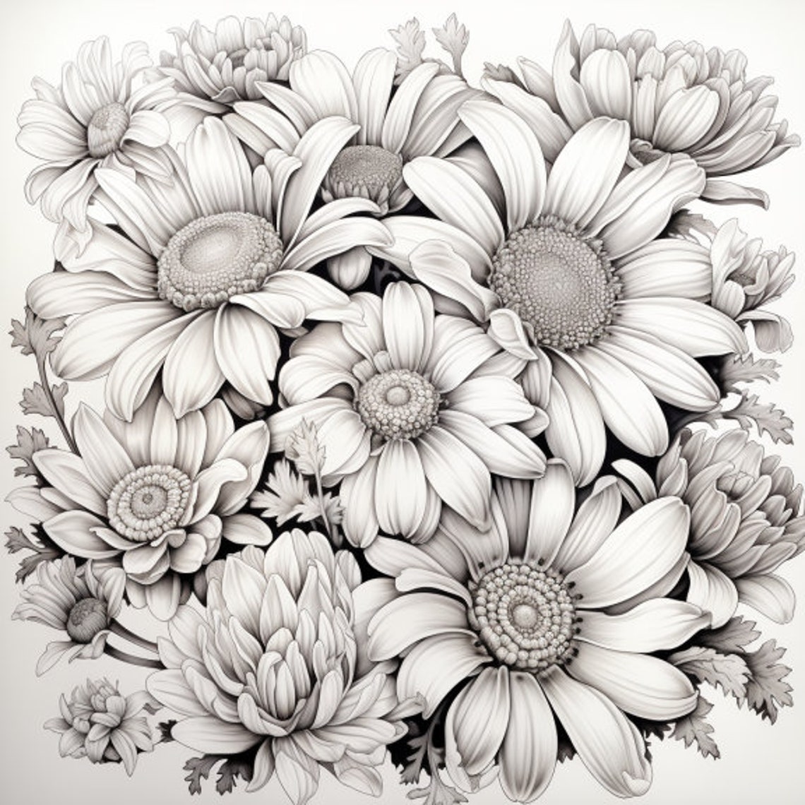 Set of 20 Coloring Pages, Floral Coloring Pages, Nature Coloring Book ...