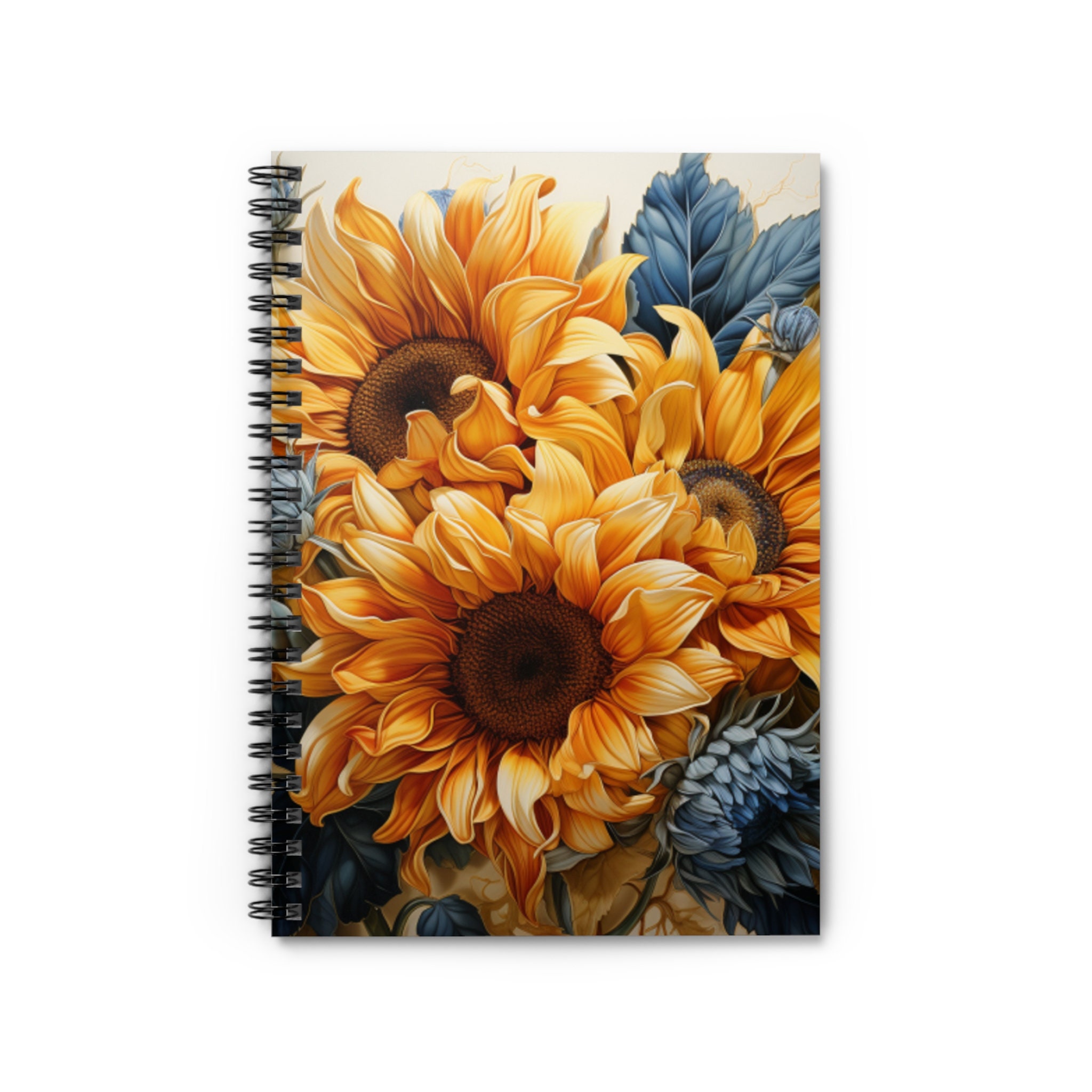 Sunflower Notepad, Beautiful Flower Notepad, Spiral Notebook Ruled Line ...