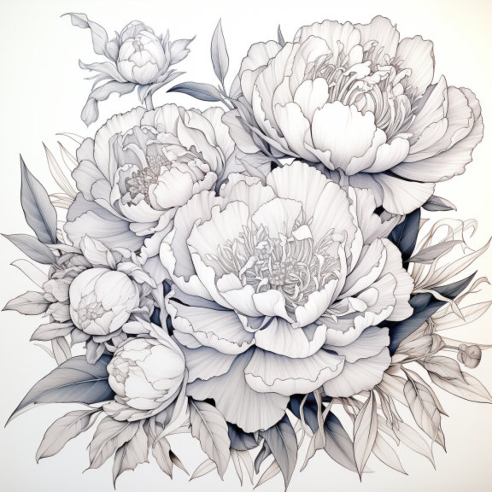 Set of 20 Coloring Pages, Floral Coloring Pages, Nature Coloring Book ...